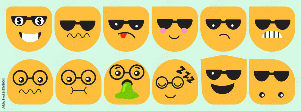 Emoji faces icons vector design bad and good review happy and sad ...