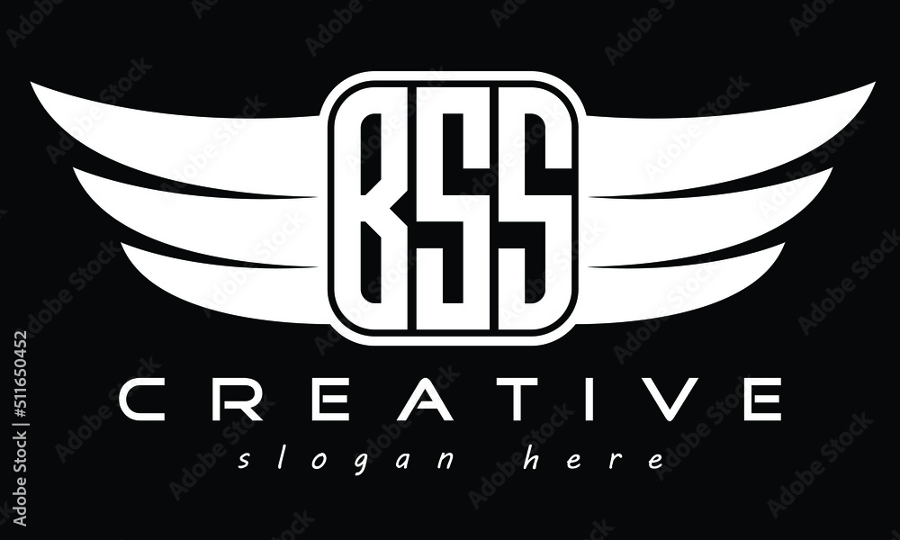 BSS three-letter Wing minimal typography font Monogram emblems flying ...