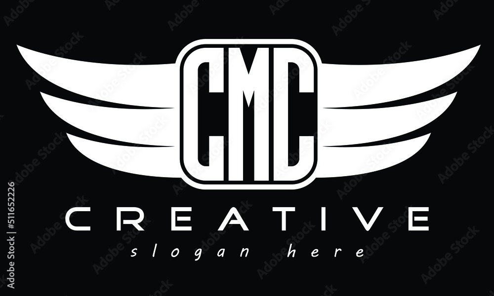 CMC three-letter Wing minimal typography font Monogram emblems flying ...