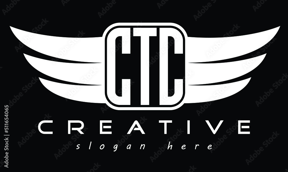 CTC three-letter Wing minimal typography font Monogram emblems flying ...