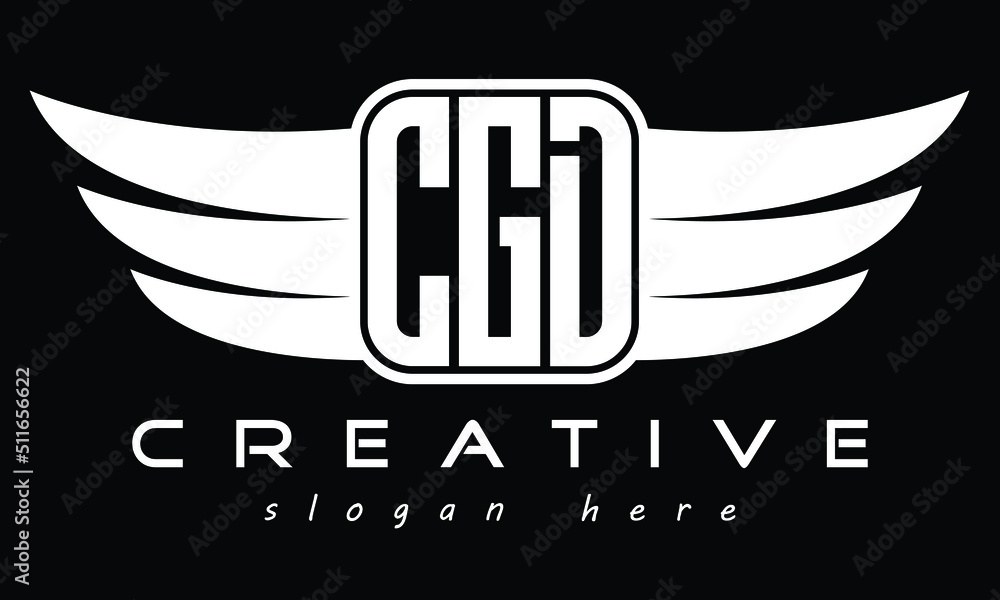 CGD three-letter Wing minimal typography font Monogram emblems flying ...