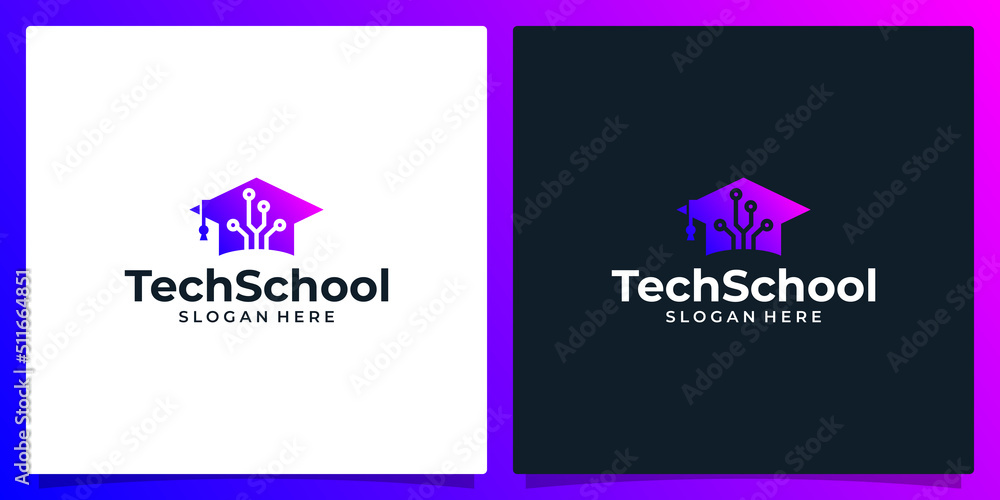 College, Graduate cap, Campus, Education logo design and symbol tech ...