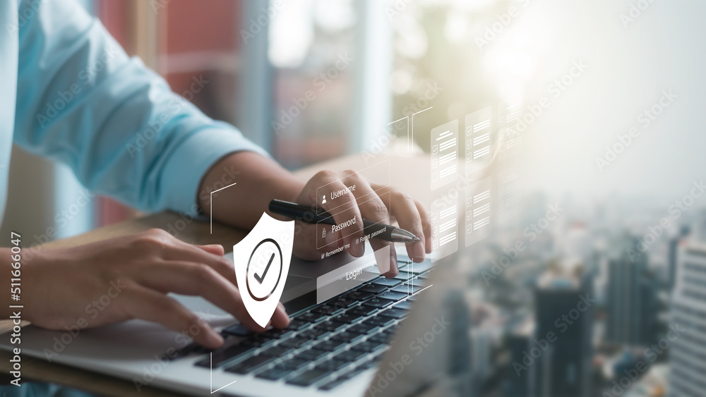 cybersecurity concept Global network security technology, business ...