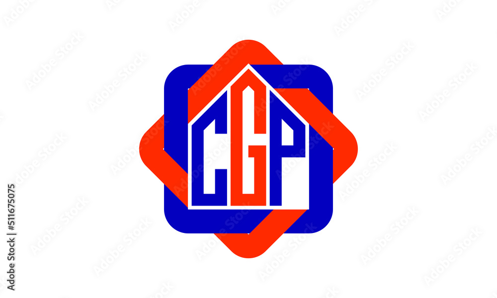 CGP three letter real estate logo with home icon logo design vector ...