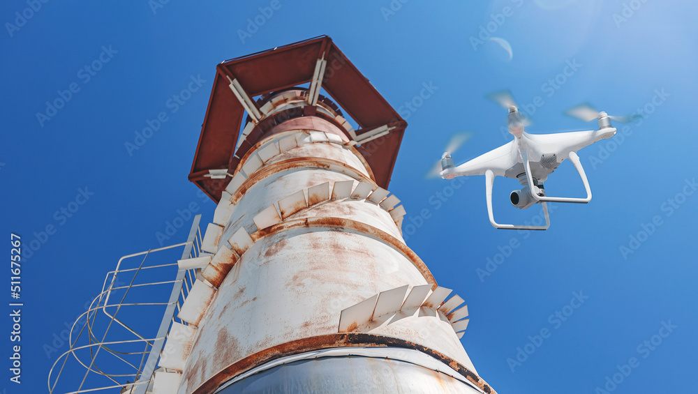 Aerial drone scanning of defects on pipe surface. Concept Industry ...