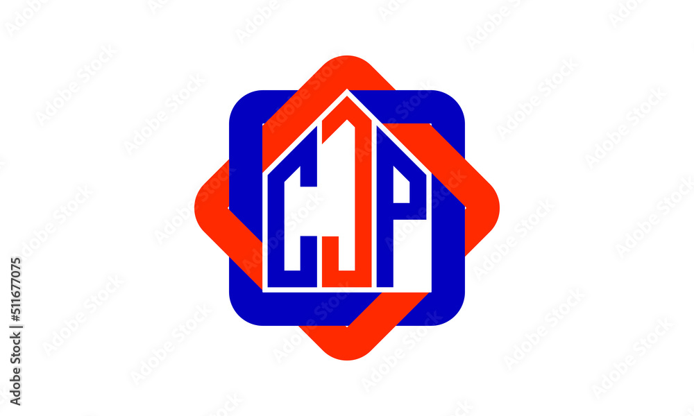 CJP three letter real estate logo with home icon logo design vector ...