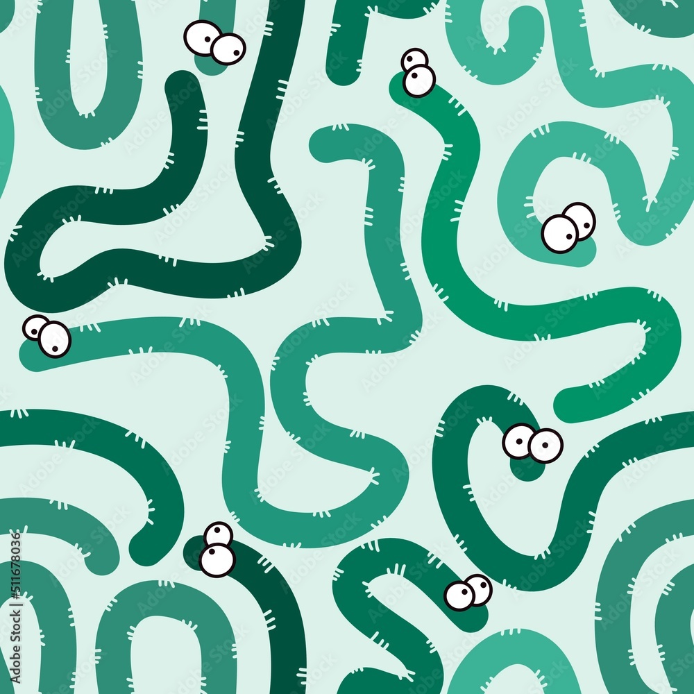 Cartoon seamless worms pattern for kids and gifts and wrapping paper ...