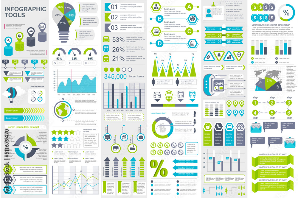 Infographic elements data visualization vector design template. Can be ...