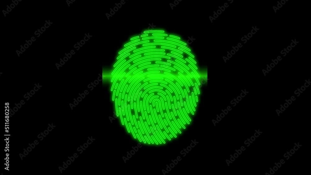 Fingerprint Scanning Process Illustration green color Futuristic ...