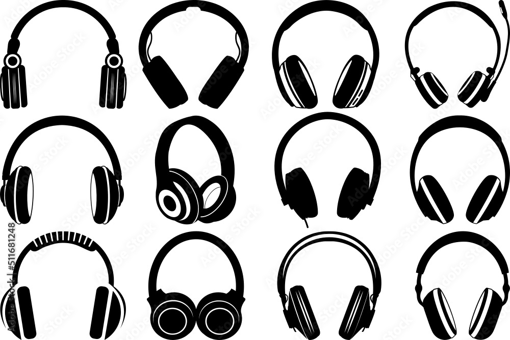 Headphone SVG Cut Files | Headphone Silhouette | Modern Audio Headset ...