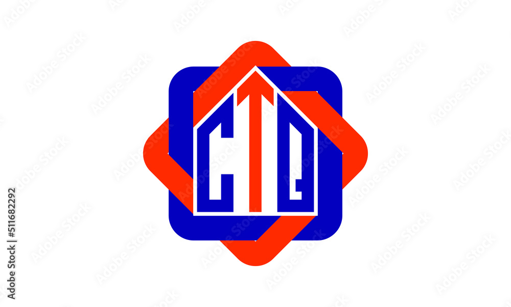 CTQ three letter real estate logo with home icon logo design vector ...