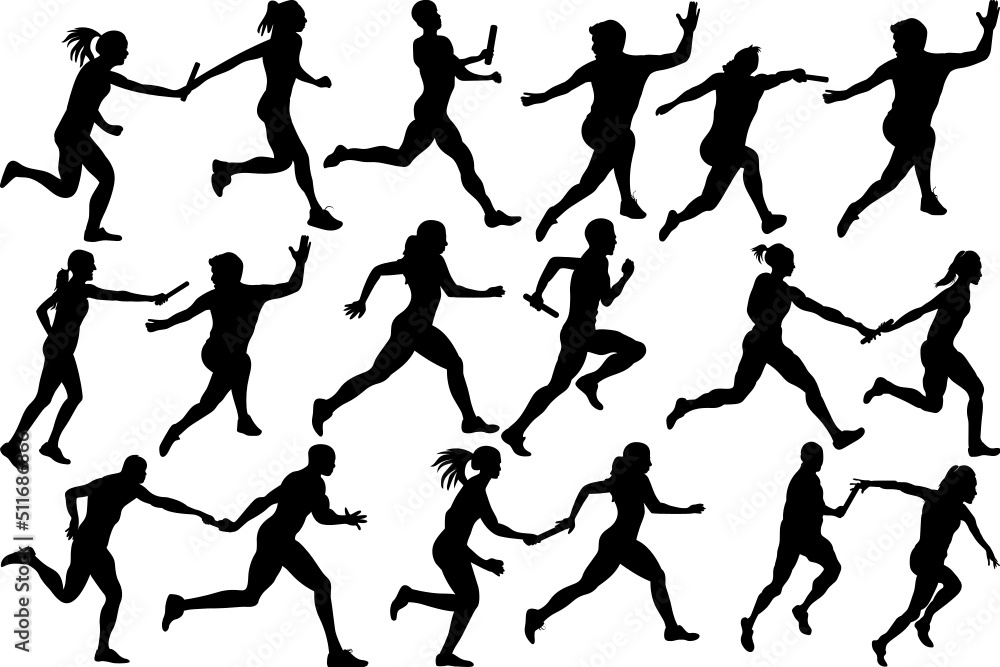 Relay Runners SVG, Relay Runners Silhouette, Sports Svg, Female Runners ...