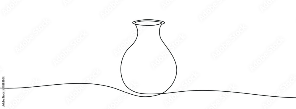 Continuous line drawing of vase. One line drawing background. Vector ...