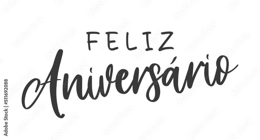Happy Birthday lettering in Portuguese (Feliz aniversário). Vector ...