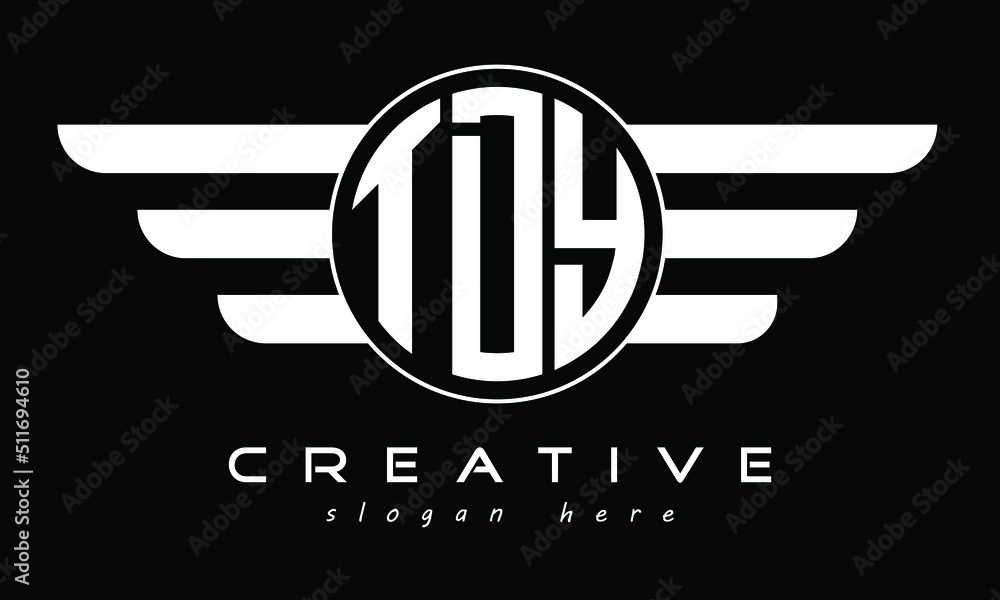 TDY three letter circle with wings logo design vector template ...