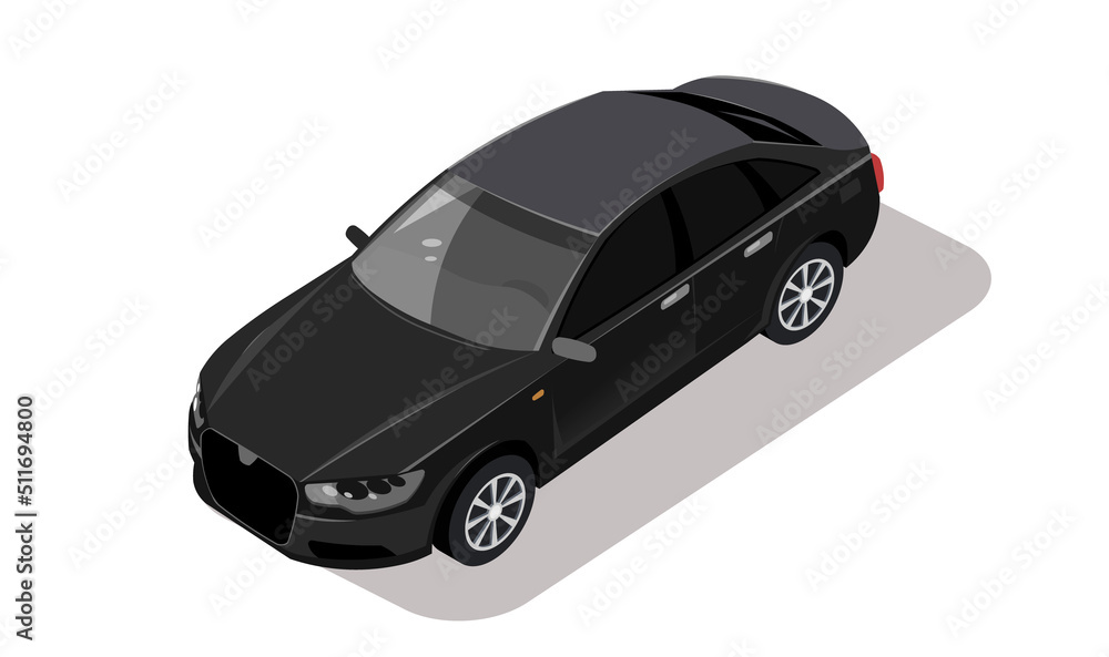 Car isometric view. Premium vehicle black color. Luxury taxi sedan ...