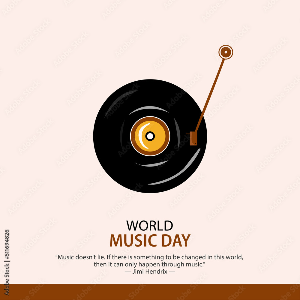 World international music day. Music day background with with old cd ...
