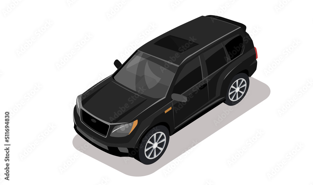Car isometric view. SUV vehicle black color. Expensive 4x4 luxury ...