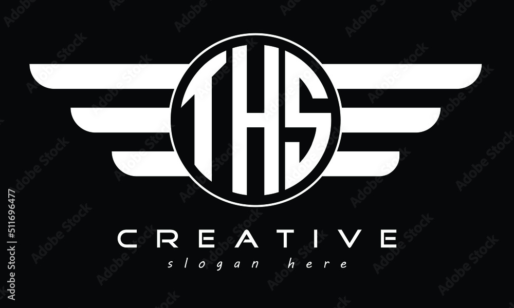 THS three letter circle with wings logo design vector template ...