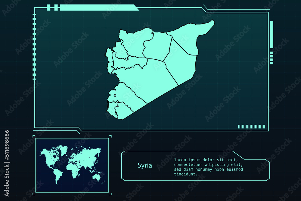 Syria Map Futuristic infographic Map element collection background ...