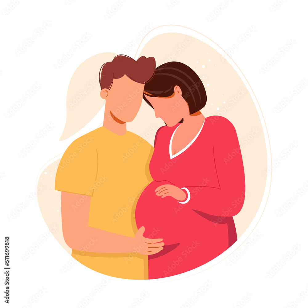 Happy expecting couple. Pregnancy and parenthood concept vector ...