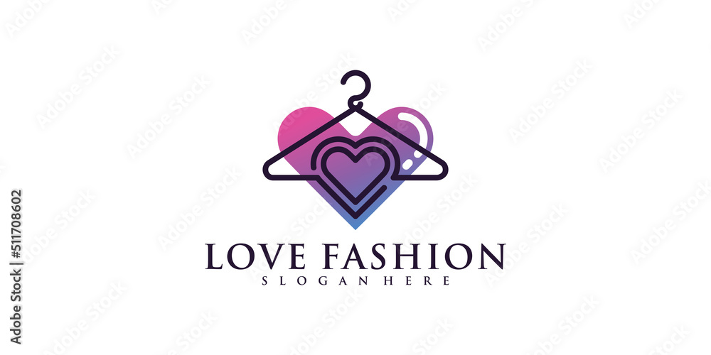 Fashion store logo design inspiration with love and hanger style ...