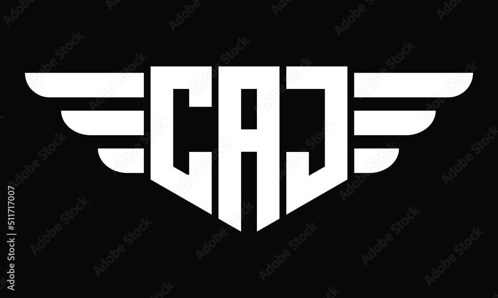 CAJ three letter logo, creative wings shape logo design vector template ...