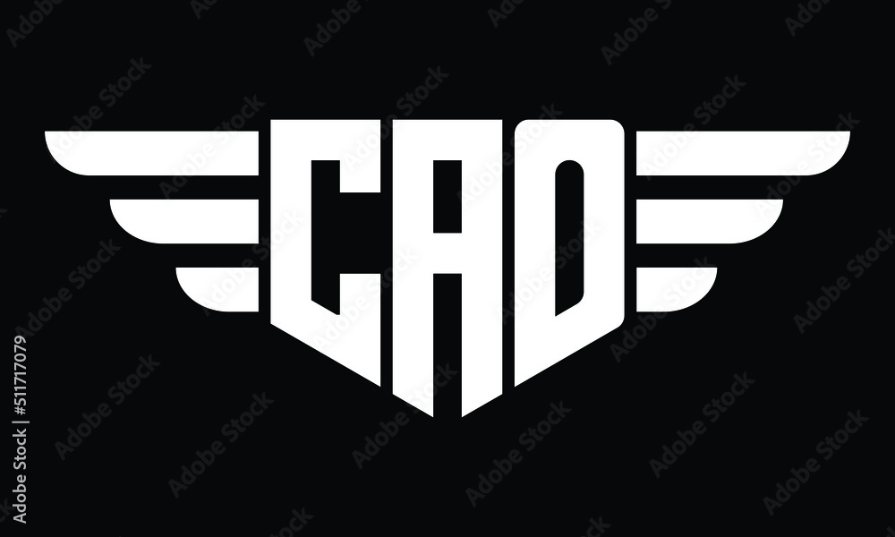 CAO three letter logo, creative wings shape logo design vector template ...