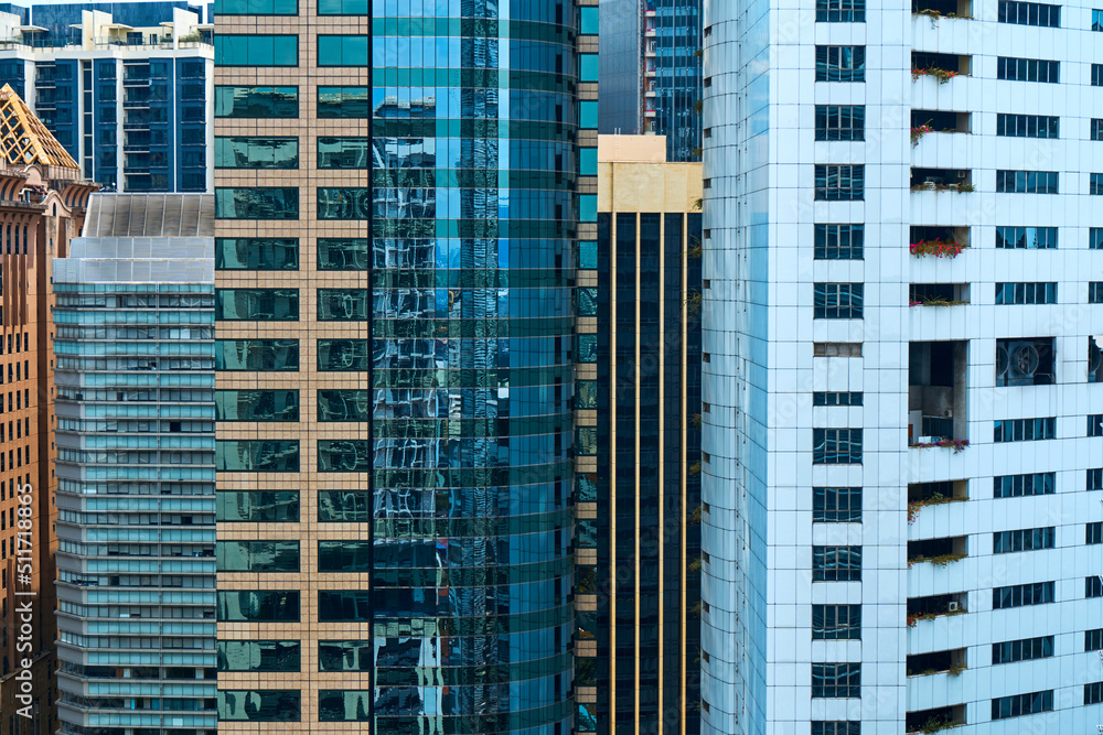 Modern high-rise office building made of glass and concrete Stock Photo ...