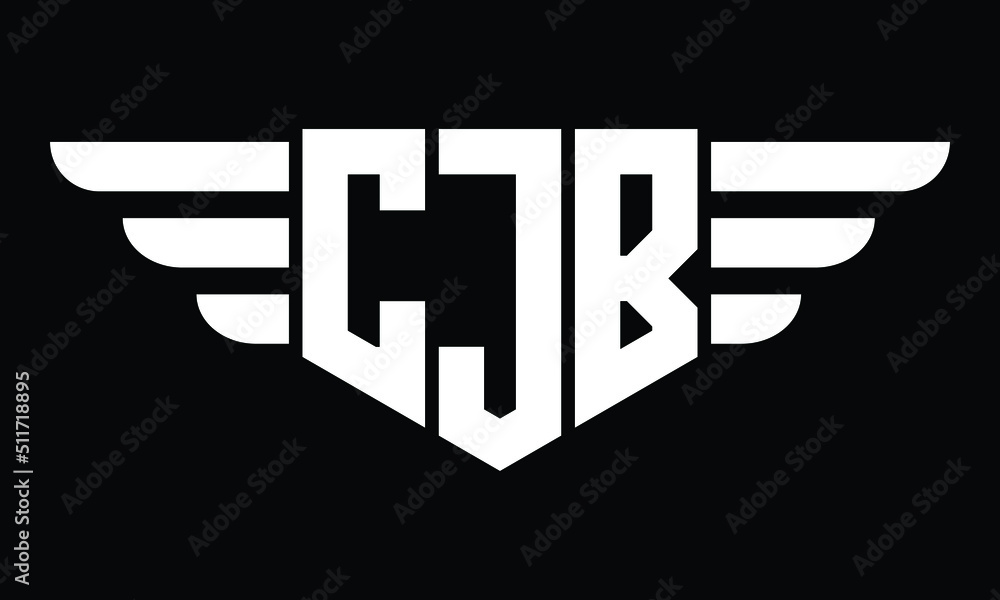 CJB three letter logo, creative wings shape logo design vector template ...