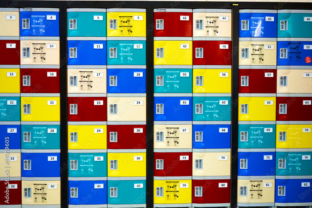 Colorful postal boxes in residential building hall Stock Photo | Adobe ...