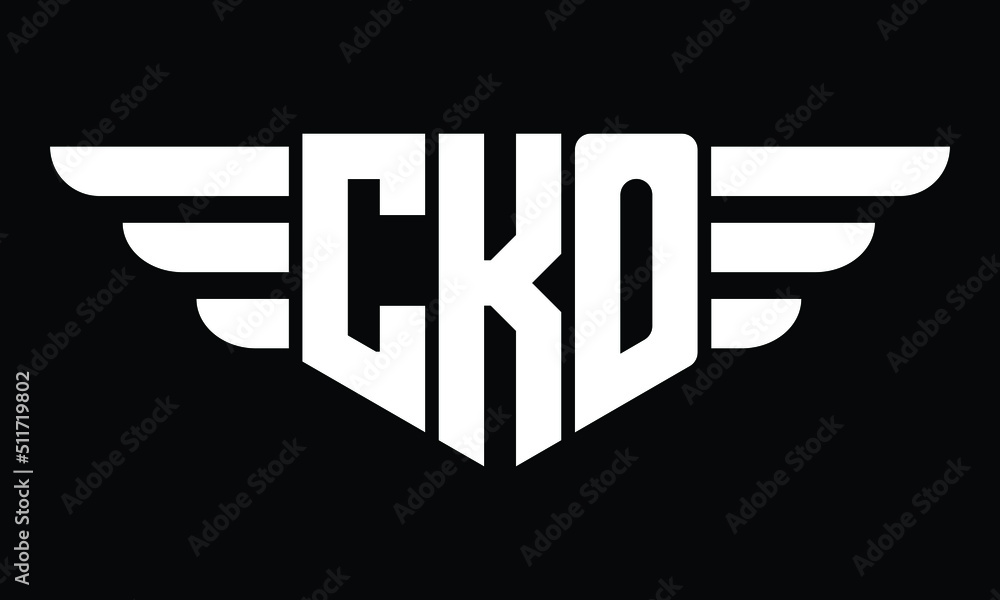 CKO three letter logo, creative wings shape logo design vector template ...