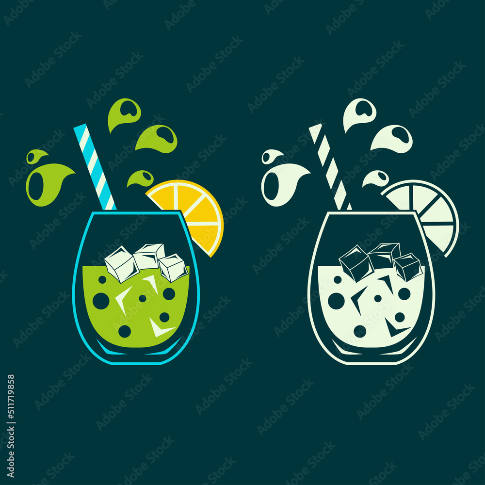 Lemonade icon in minimalistic flat style. Made in color and monochrome ...