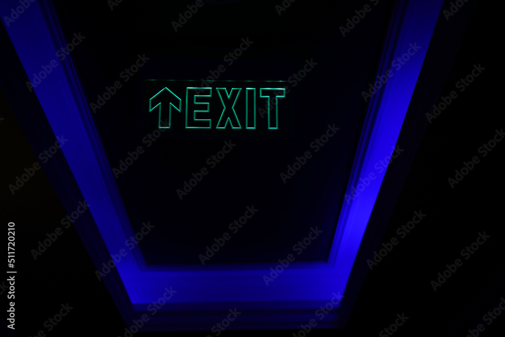 exit. sign showing the way out of a hotel. illuminated sign. photo ...