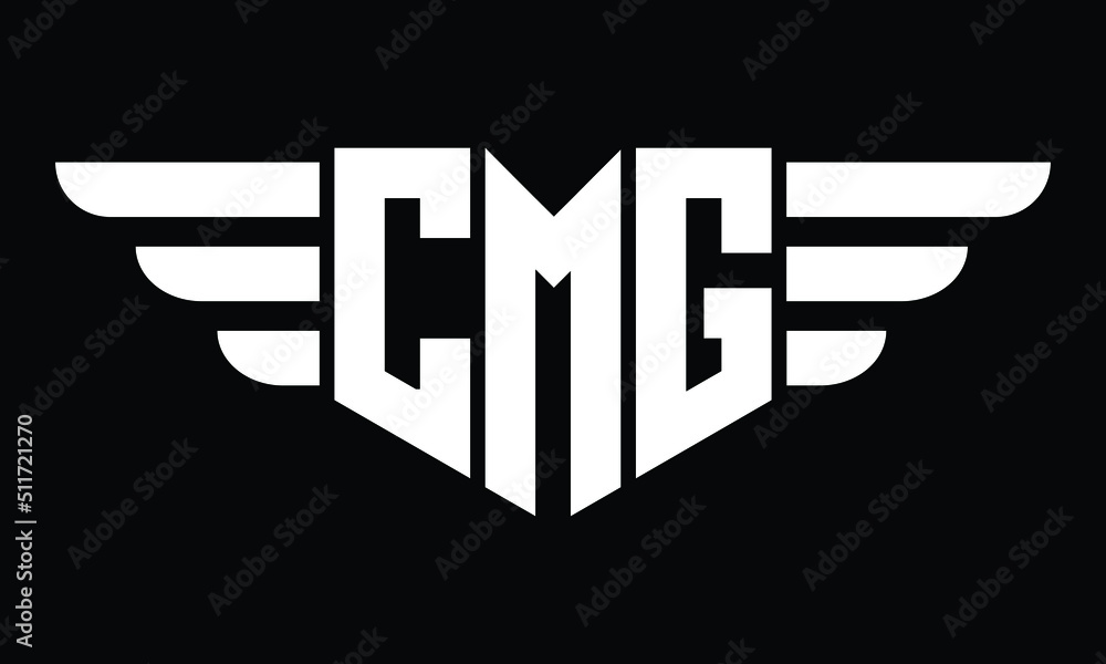 CMG three letter logo, creative wings shape logo design vector template ...