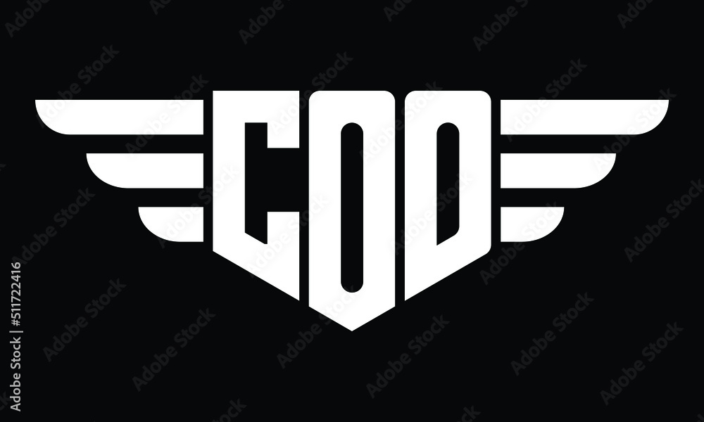 COO three letter logo, creative wings shape logo design vector template ...