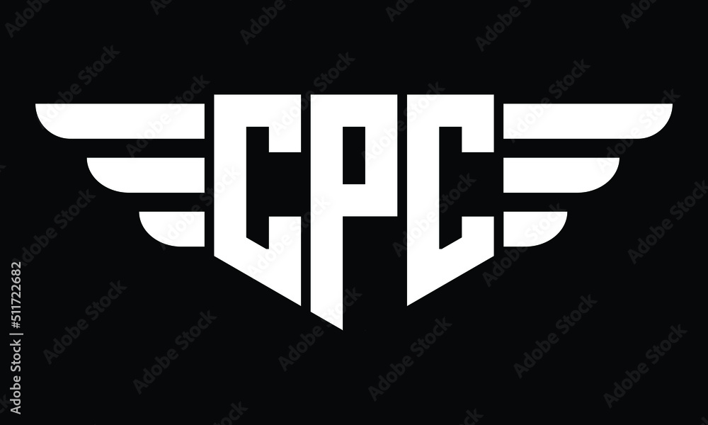 CPC three letter logo, creative wings shape logo design vector template ...