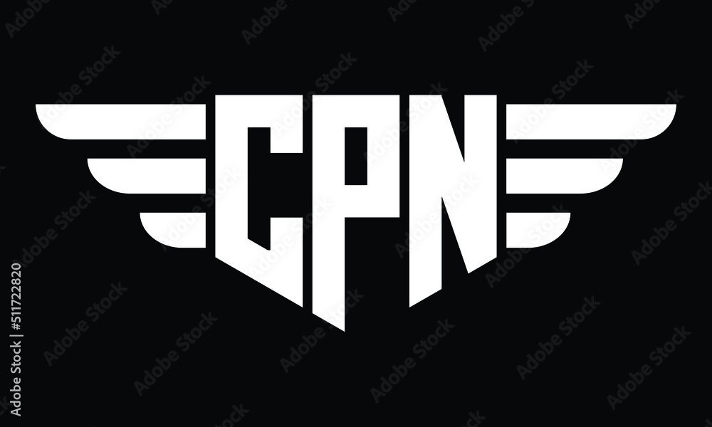 CPN three letter logo, creative wings shape logo design vector template ...