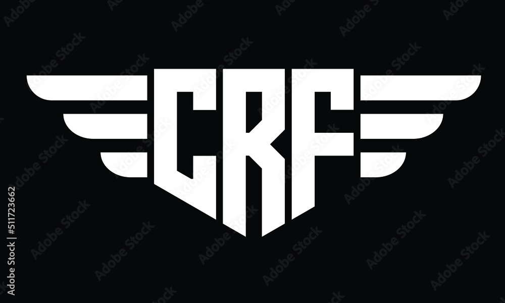 CRF three letter logo, creative wings shape logo design vector template ...