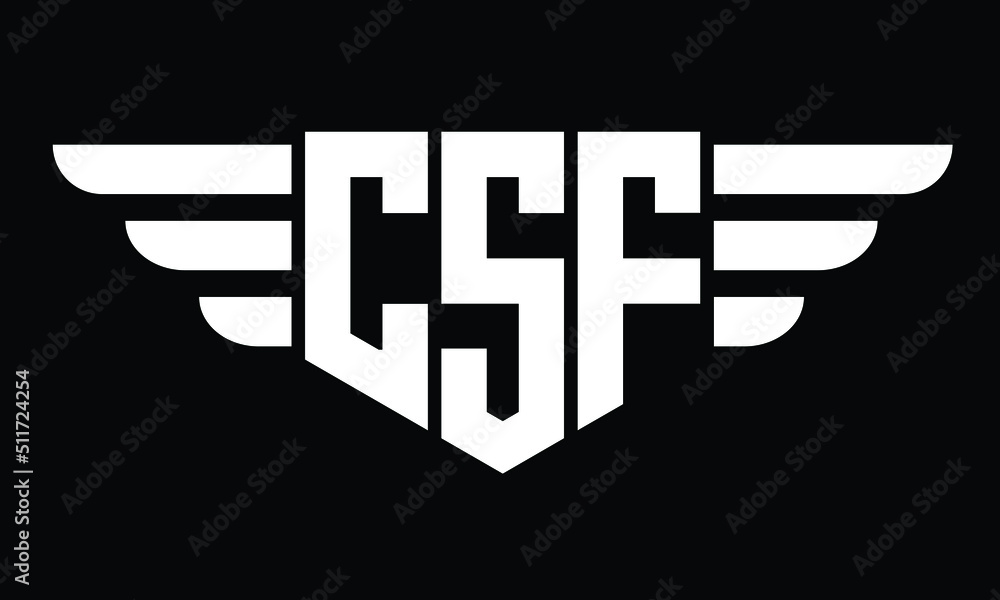 CSF three letter logo, creative wings shape logo design vector template ...