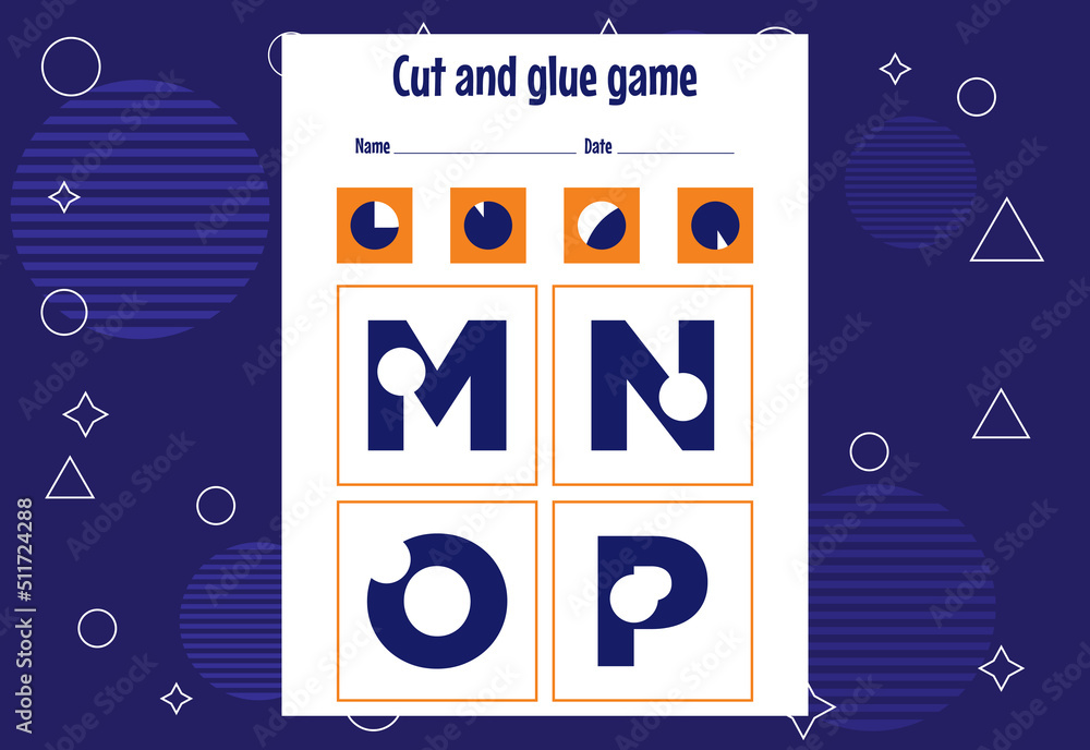 Cut and glue game for kids with Alphabet. Cutting practice for ...