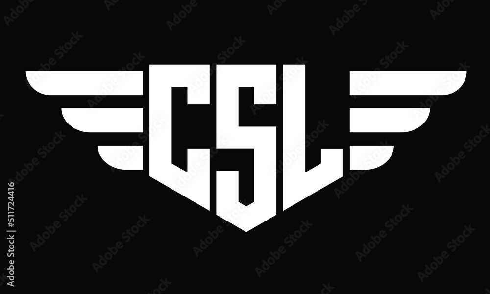 CSL three letter logo, creative wings shape logo design vector template ...