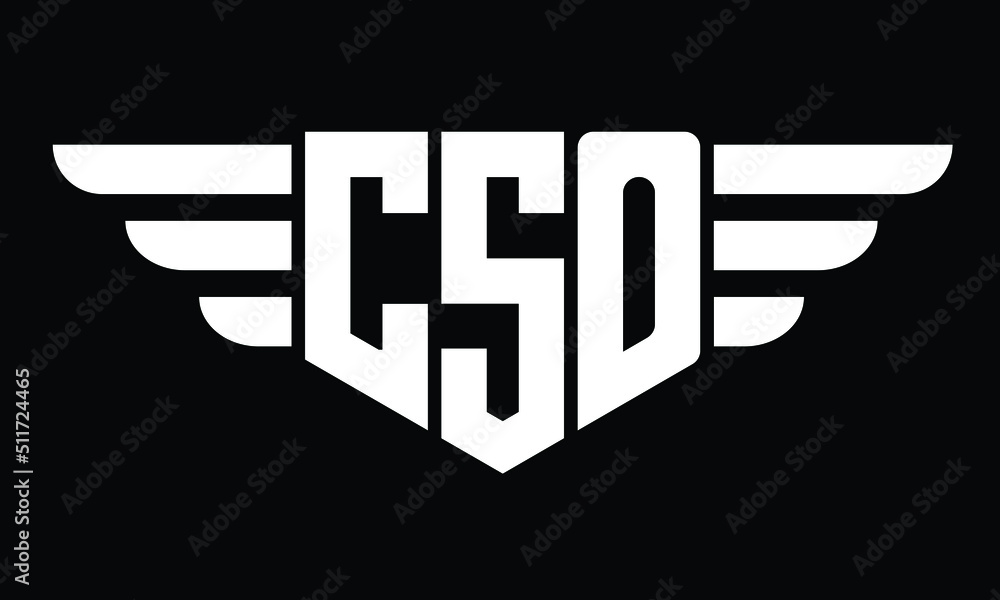 CSO three letter logo, creative wings shape logo design vector template ...
