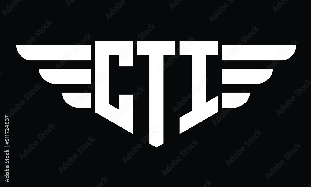 CTI three letter logo, creative wings shape logo design vector template ...
