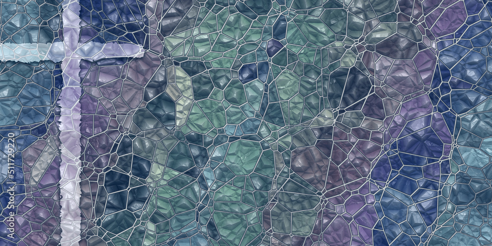 purple green blue cross with diagonal color sections leaded stained ...