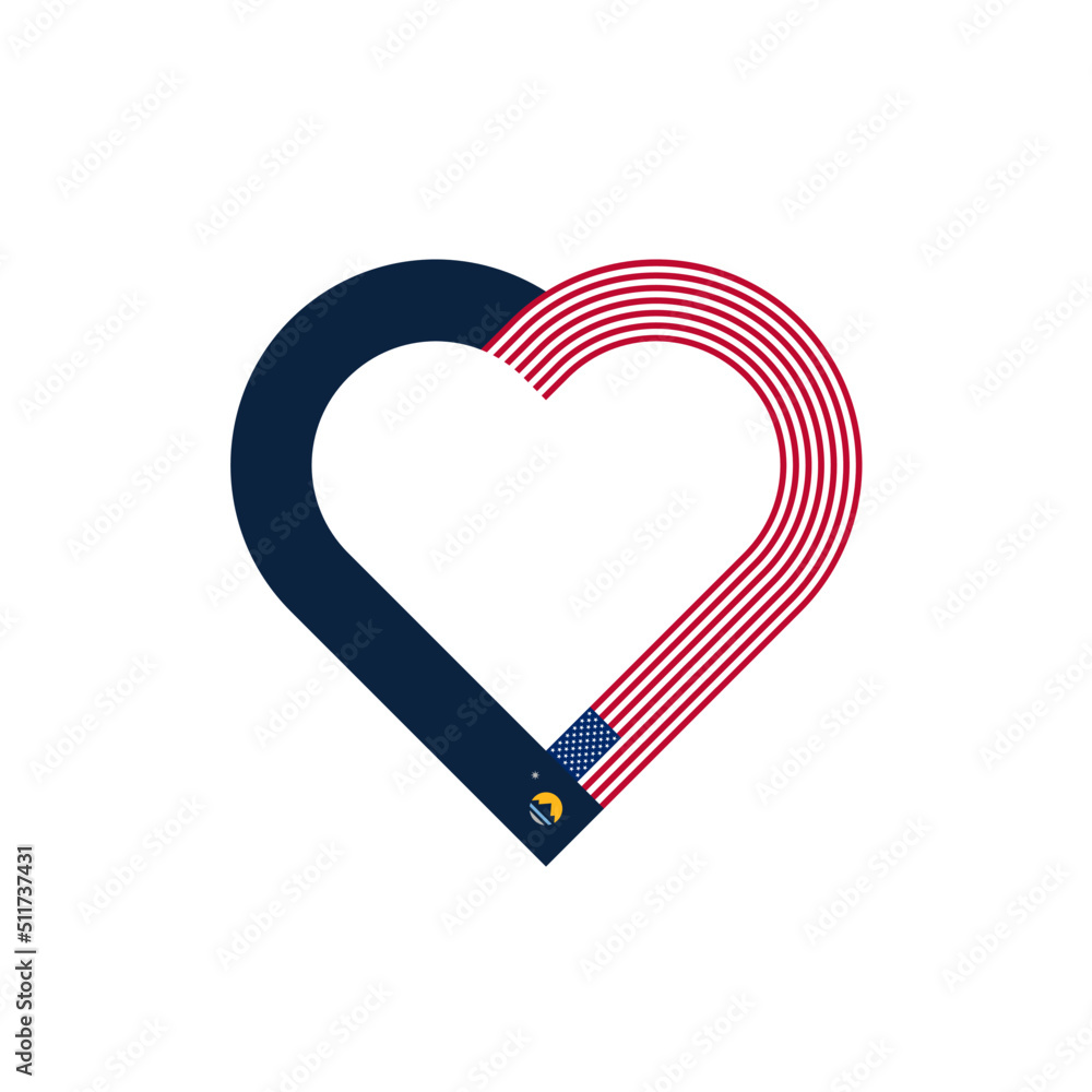 unity concept. heart ribbon icon of reno and united states flags ...