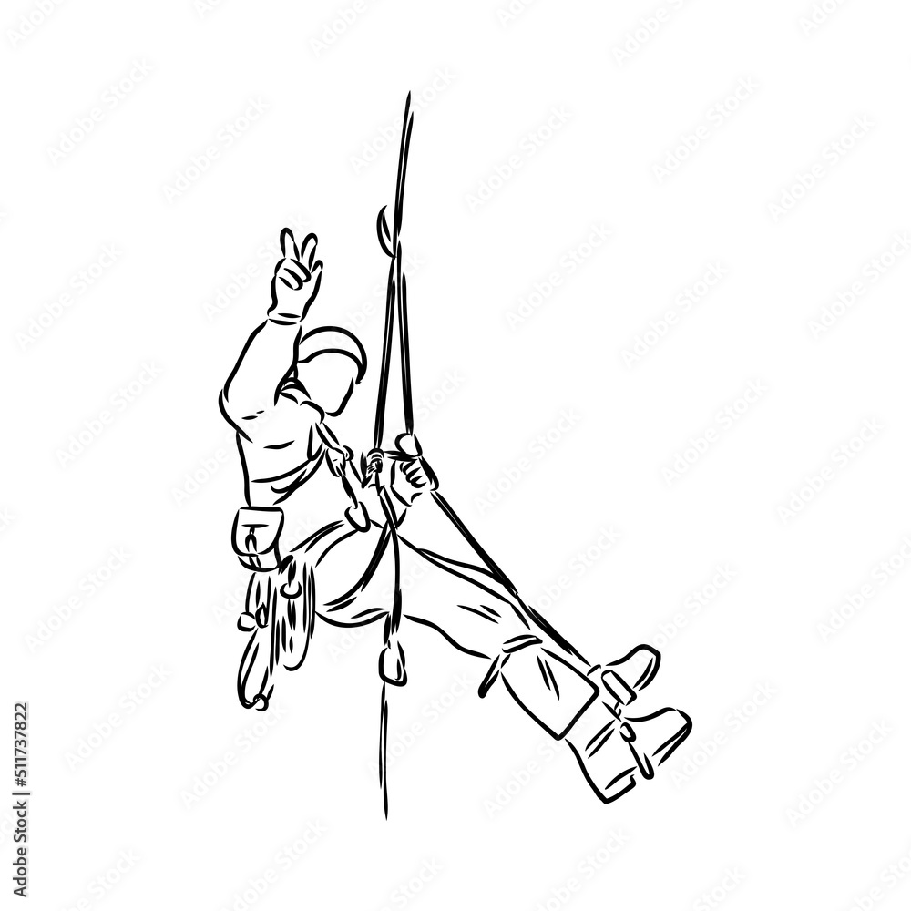 climber climbing a cliff, rock climber vector sketch Stock Vector ...