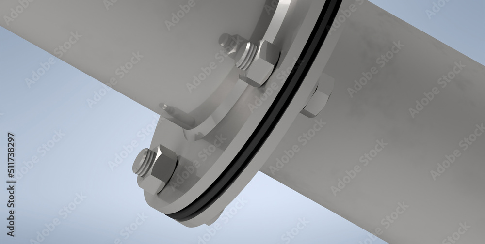 Poster Flanges with gasket and pipe of DN 100 - 3D rendering model ...