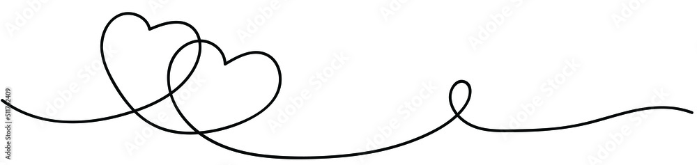 hand drawn heart with thin lines and have two hearts together conveying ...