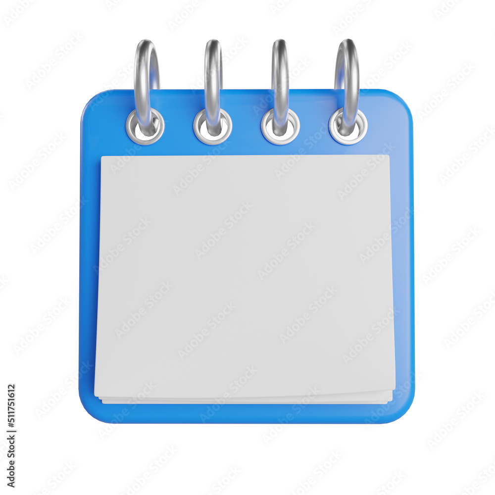 Blue flip calendar with white pages. Minimalist design planner. Blue ...